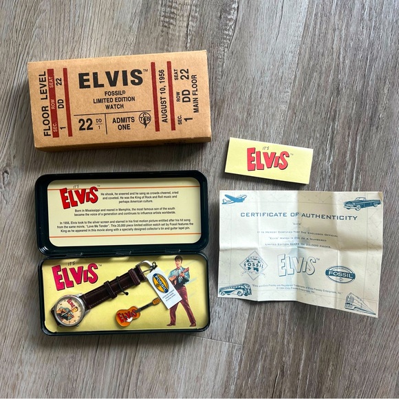 Fossil | Accessories | Vntg Fossil Elvis Collectors Watch Set With Pin ...